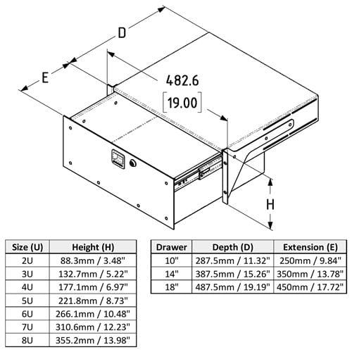 5U Lightweight Rack Drawer 385mm Deep - Trifibre
