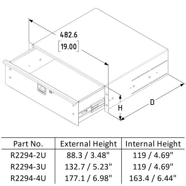 4U Lightweight Rack Drawer 385mm Deep - Trifibre